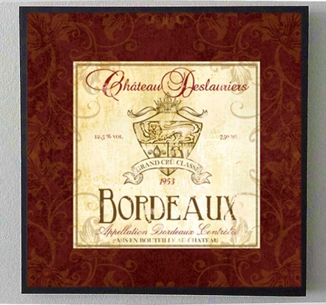 French Wine Label Art bordeaux Burgundy Color Wine - Etsy