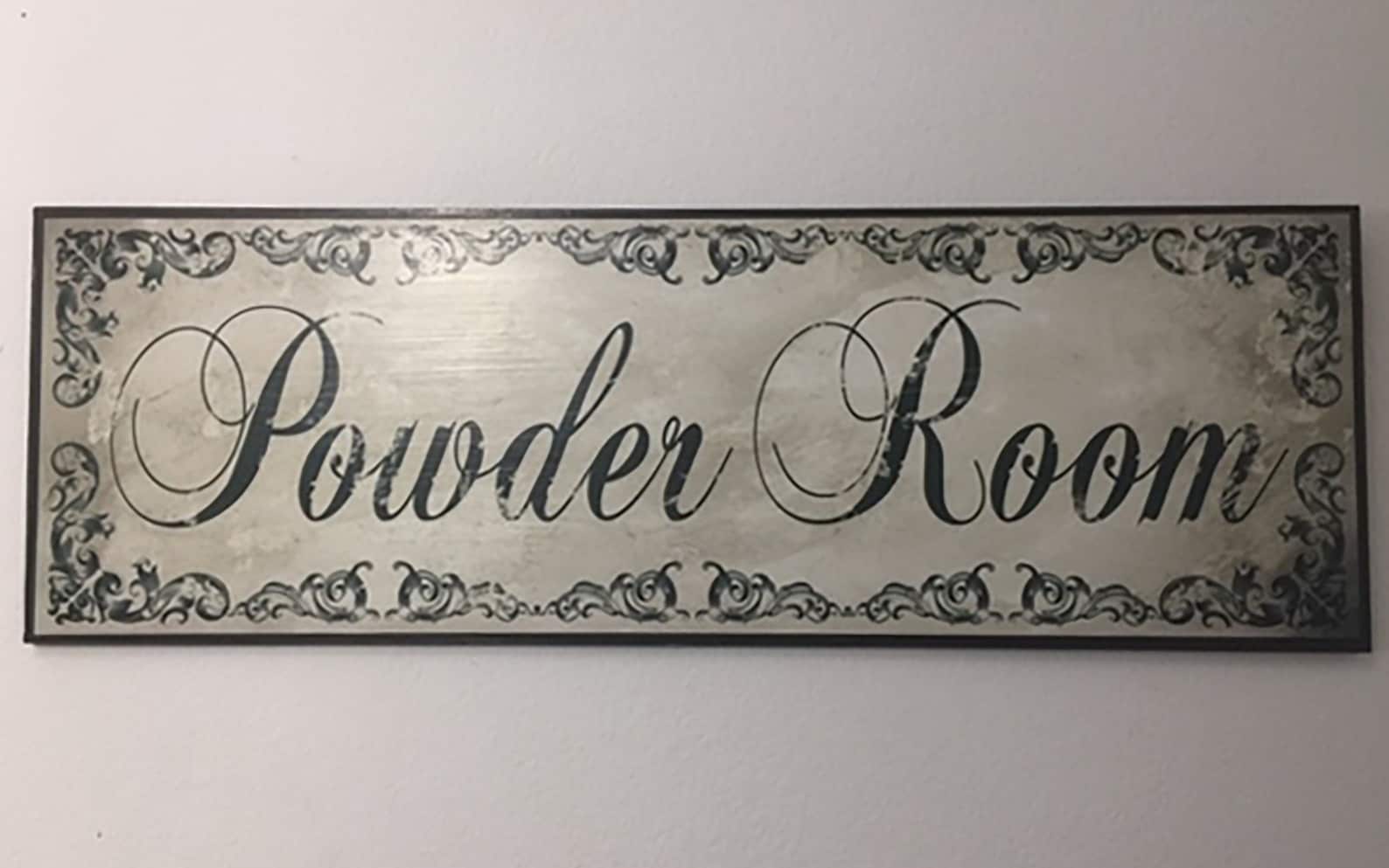 Powder Room Sign, Victorian Black and White Bathroom Decor,powder Room ...