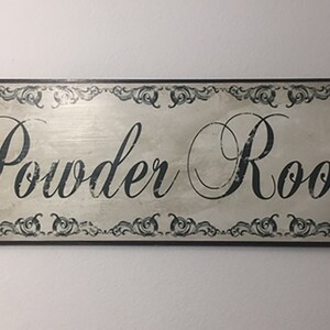Powder Room Sign, Victorian Black and White Bathroom Decor,powder Room ...