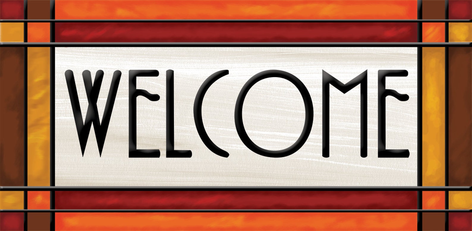 Welcome Sign Arts and Craft Stained Glass Look Craftsman - Etsy