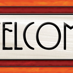Welcome Sign, Arts and Craft Stained Glass Look, Craftsman Style ...