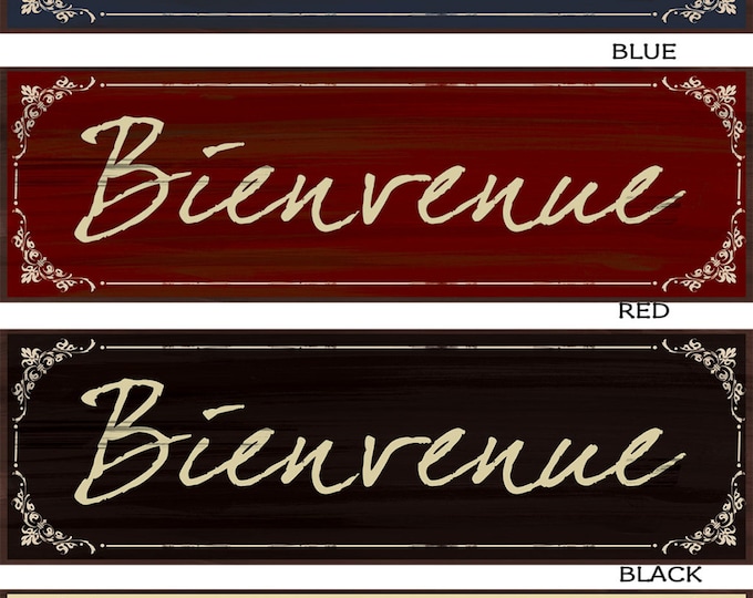 Bienvenue French Welcome Wood Wall Decor Available in Four Colors - Etsy