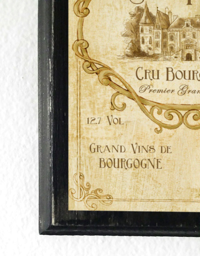French Wine Label Art Cru Bourgeois Wine Decor Plaque Distressed Ivory ...