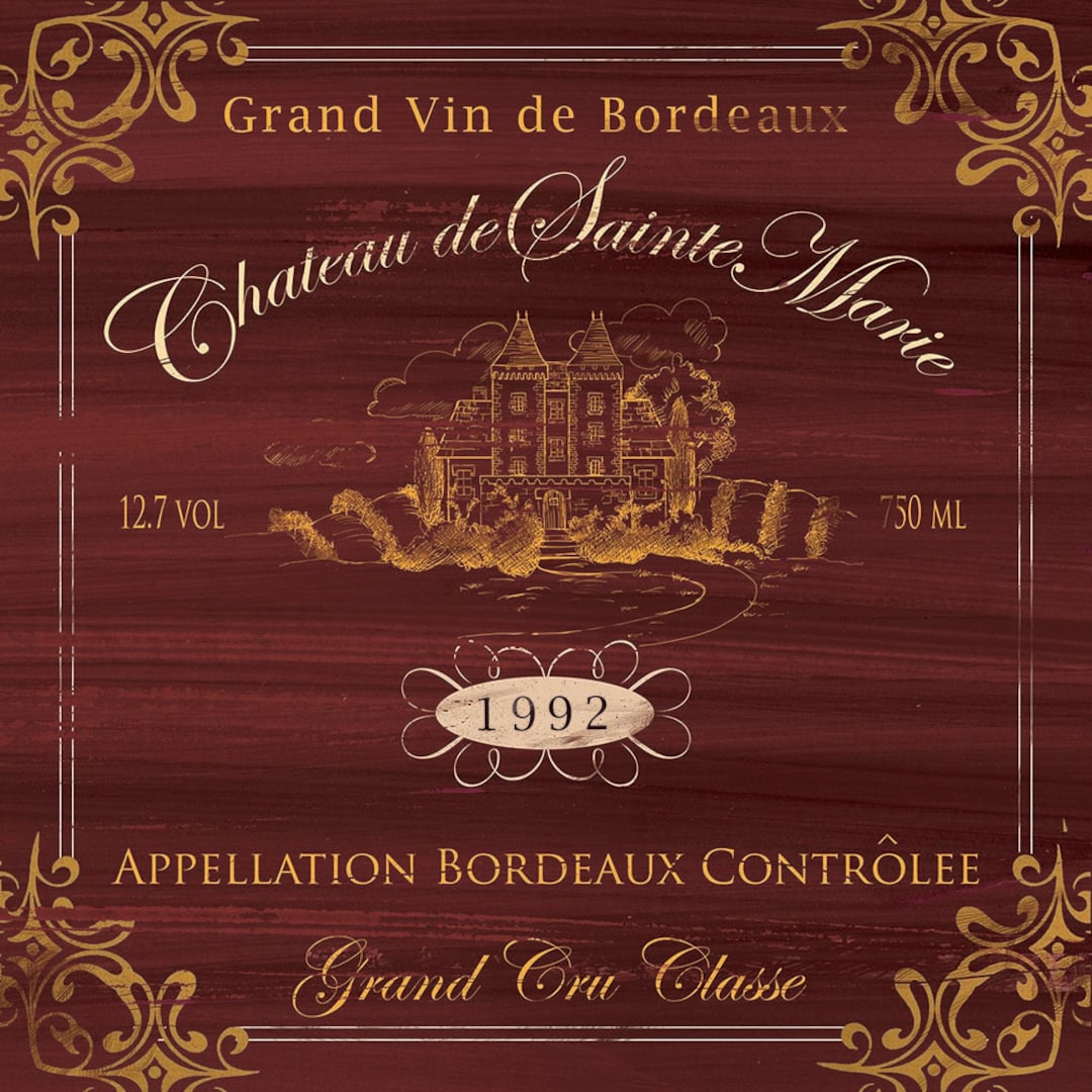 Wine Label Art "chateau De St Marie" Winery Decor, French Wines 10x10 ...