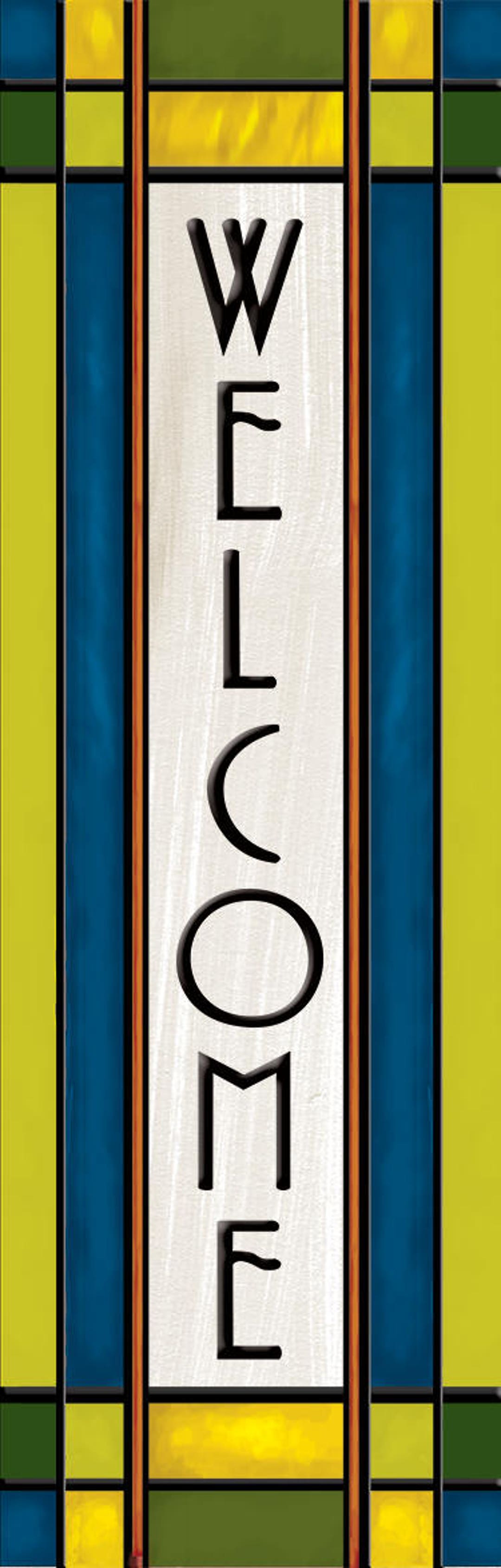 Welcome Sign, Arts and Craft Stained Glass Look, Craftsman Style ...