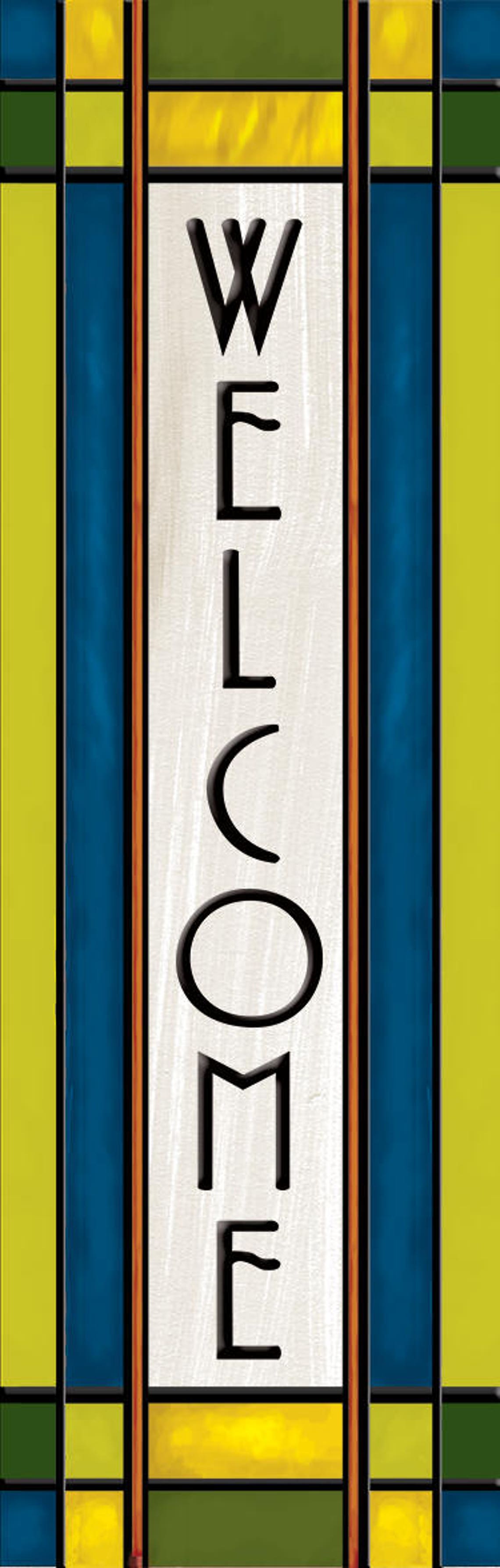 Welcome Sign Arts and Craft Stained Glass Look Craftsman - Etsy