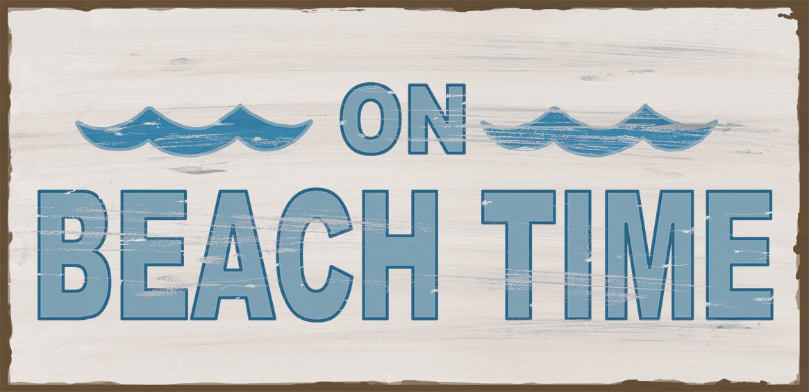 On Beach Time Shabby Chic Beach Sign Rustic Beach Decor | Etsy