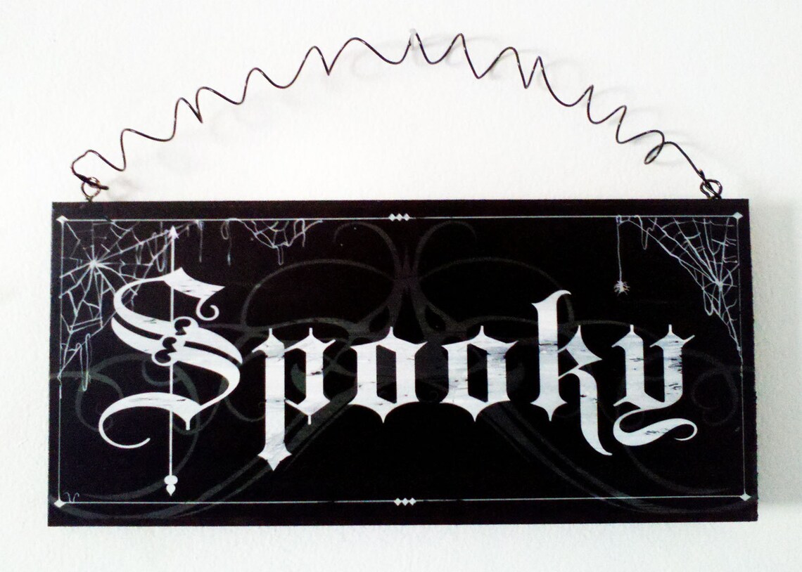 Halloween Decor Spooky Wall Sign Black Gothic Spooky Sign - Etsy