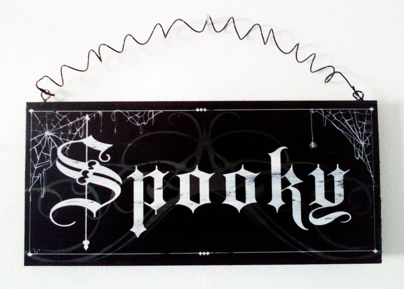 Halloween Decor Spooky Wall Sign, Black Gothic Spooky Sign, Halloween ...