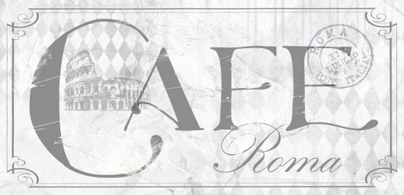 Cafe Roma Sign Italian Decor Sign Rustic Italian Sign | Etsy