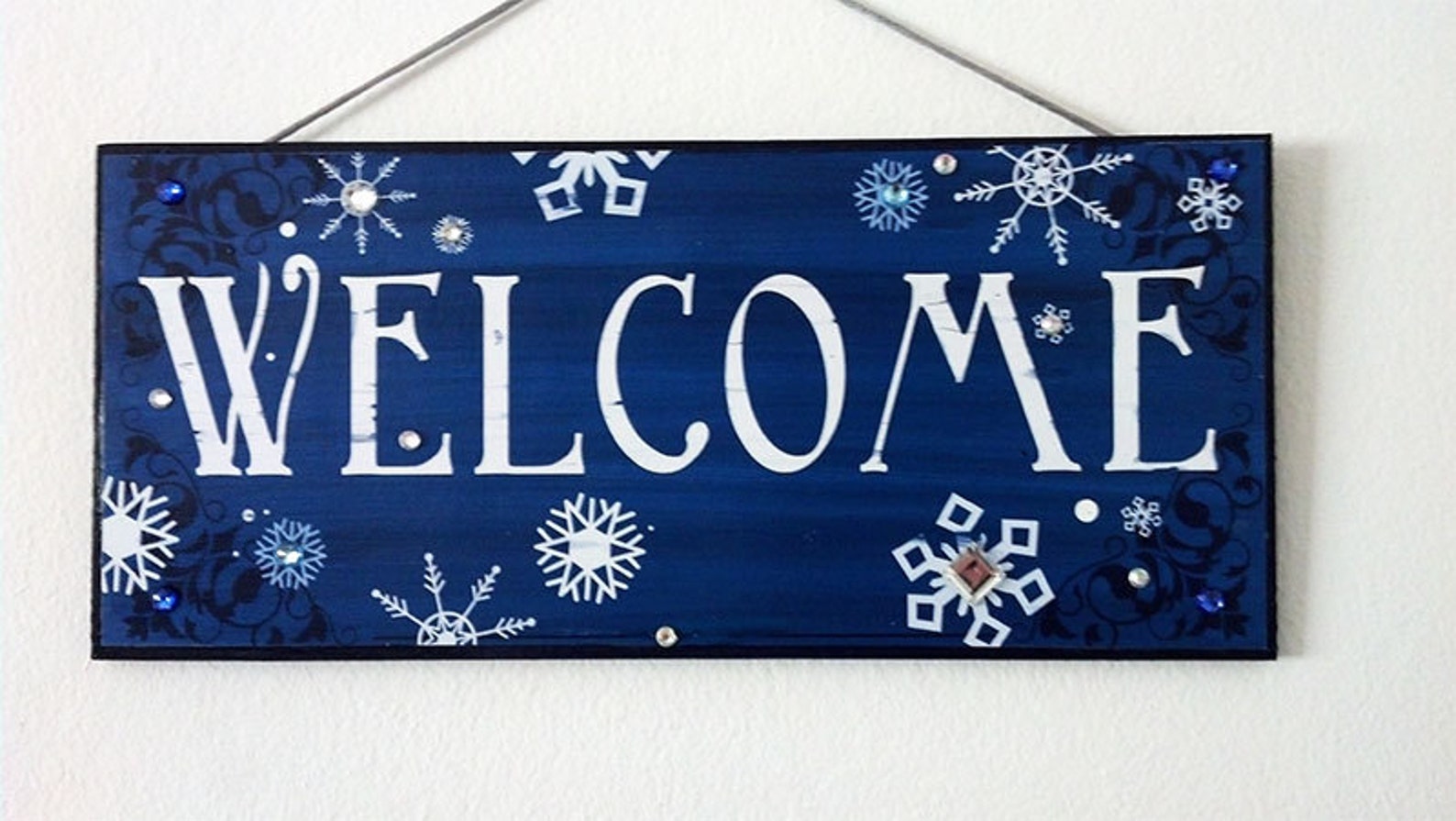 Winter Welcome Signfrozen Snowflake Sign Winter Sparkle - Etsy