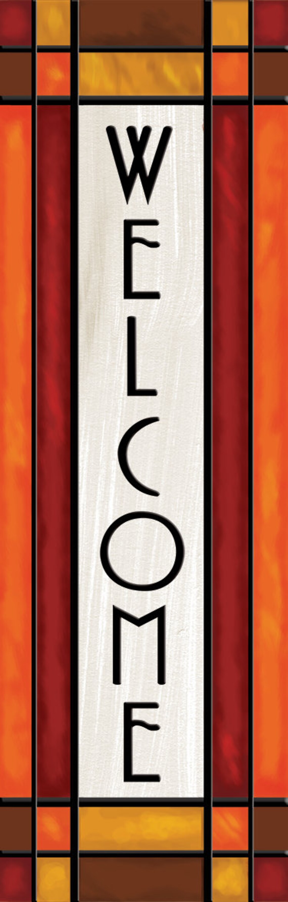 Welcome Sign Arts and Craft Stained Glass Look Craftsman | Etsy