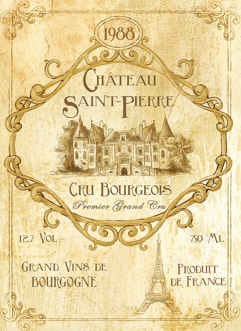 French Wine Label Art Cru Bourgeois Wine Decor Plaque - Etsy
