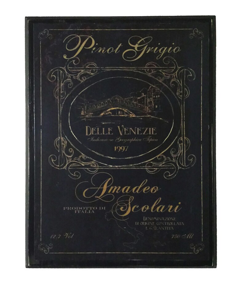 Vintage Look Italian Wine Label Pinot Grigio Distressed Black - Etsy