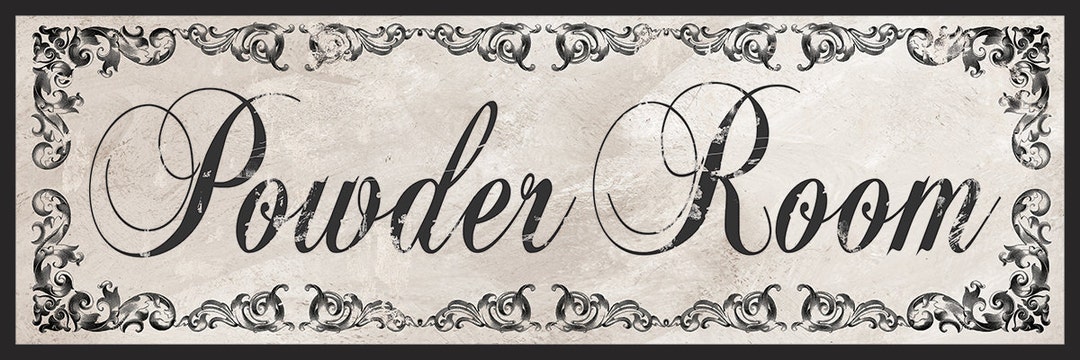 Powder Room Sign, Victorian Black and White Bathroom Decor,powder Room ...