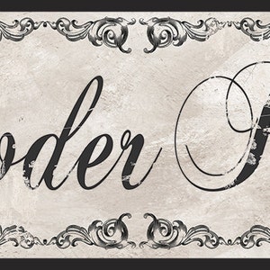 Powder Room Sign, Victorian Black and White Bathroom Decor,powder Room ...
