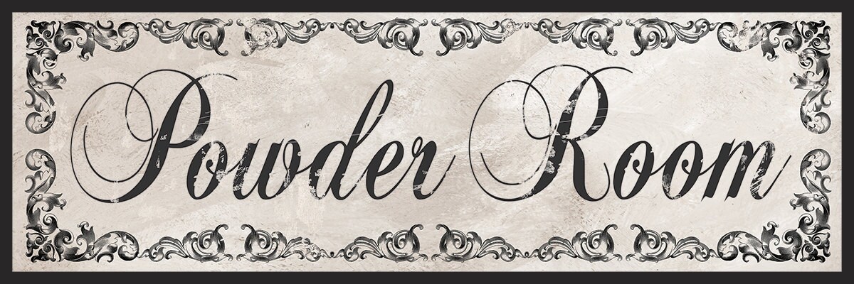 Powder Room Sign, Victorian Black and White Bathroom Decor,powder Room ...