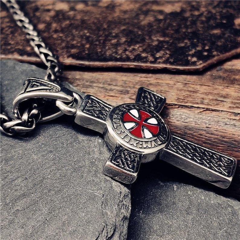 Knights Templar Cross Necklace Stainless Steel Medieval Crusader ...