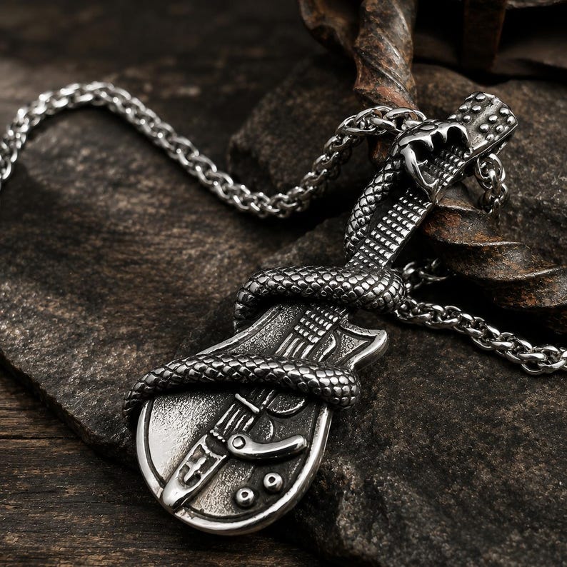 Viking Snake Axe Necklace, Norse Warrior Pendant, Stainless Steel ...