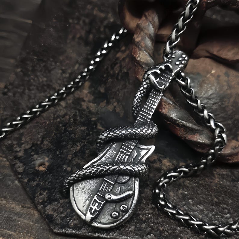 Viking Snake Axe Necklace, Norse Warrior Pendant, Stainless Steel ...