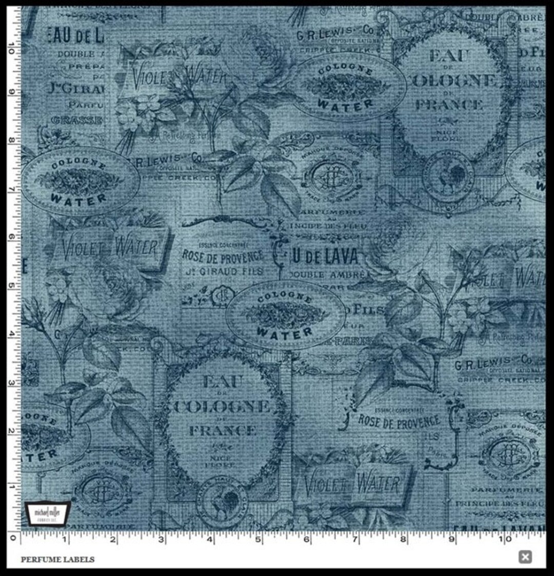 Fragrant Roses Collection - Perfume Labels Blue - Michael Miller - Etsy