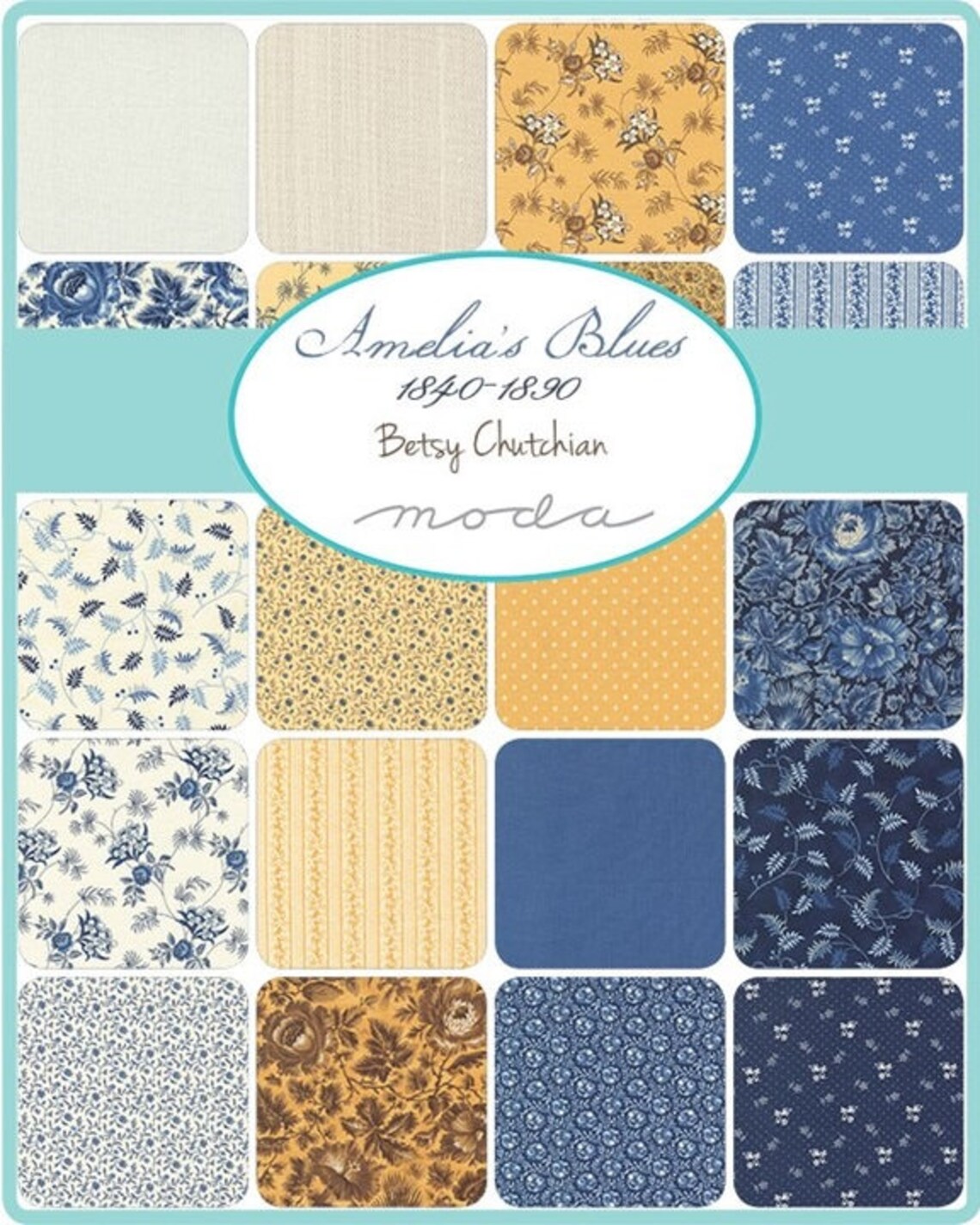 Amelia's Blues Collection - Floral Ivory - Moda Fabrics - Etsy