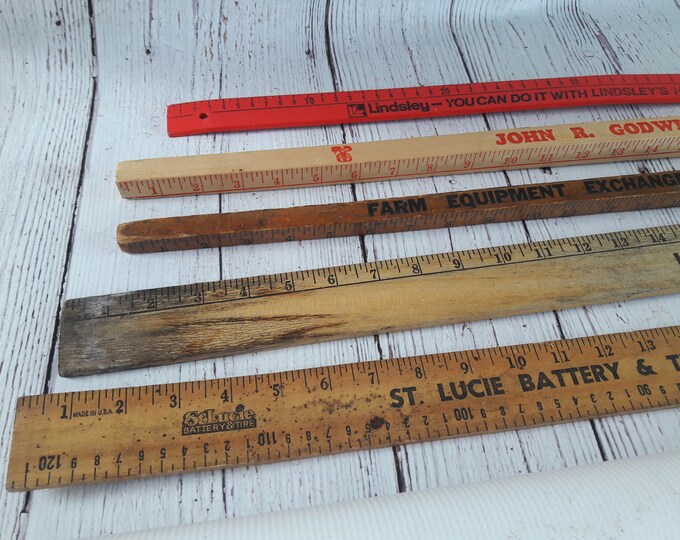 Vintage Yard Sticks/ Advertisement/ Square/ Sewing Tools/ Wood Ruler ...