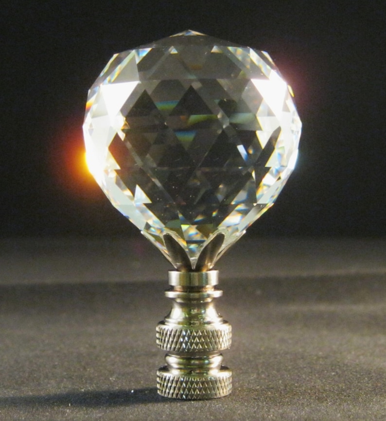 Lamp Finial-faceted Leaded Crystal Ballsatin Nickel Base - Etsy