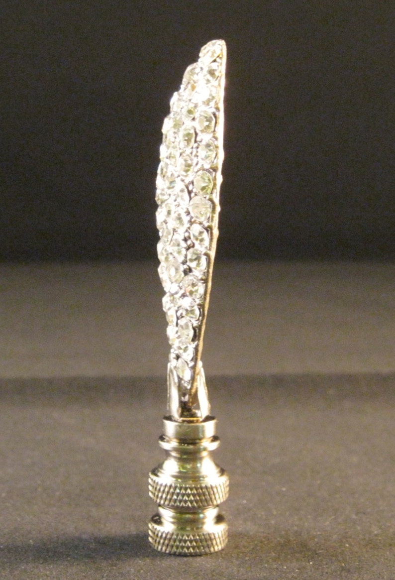 Lamp Finial-antq. Silver Glittering Drop Lamp Finial-satin Nickel Base ...