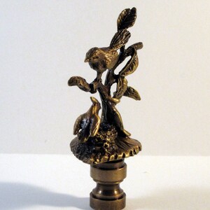 BIRDS IN BRANCHES Aged Brass Finish Lamp Finial-highly Detailed Cast ...