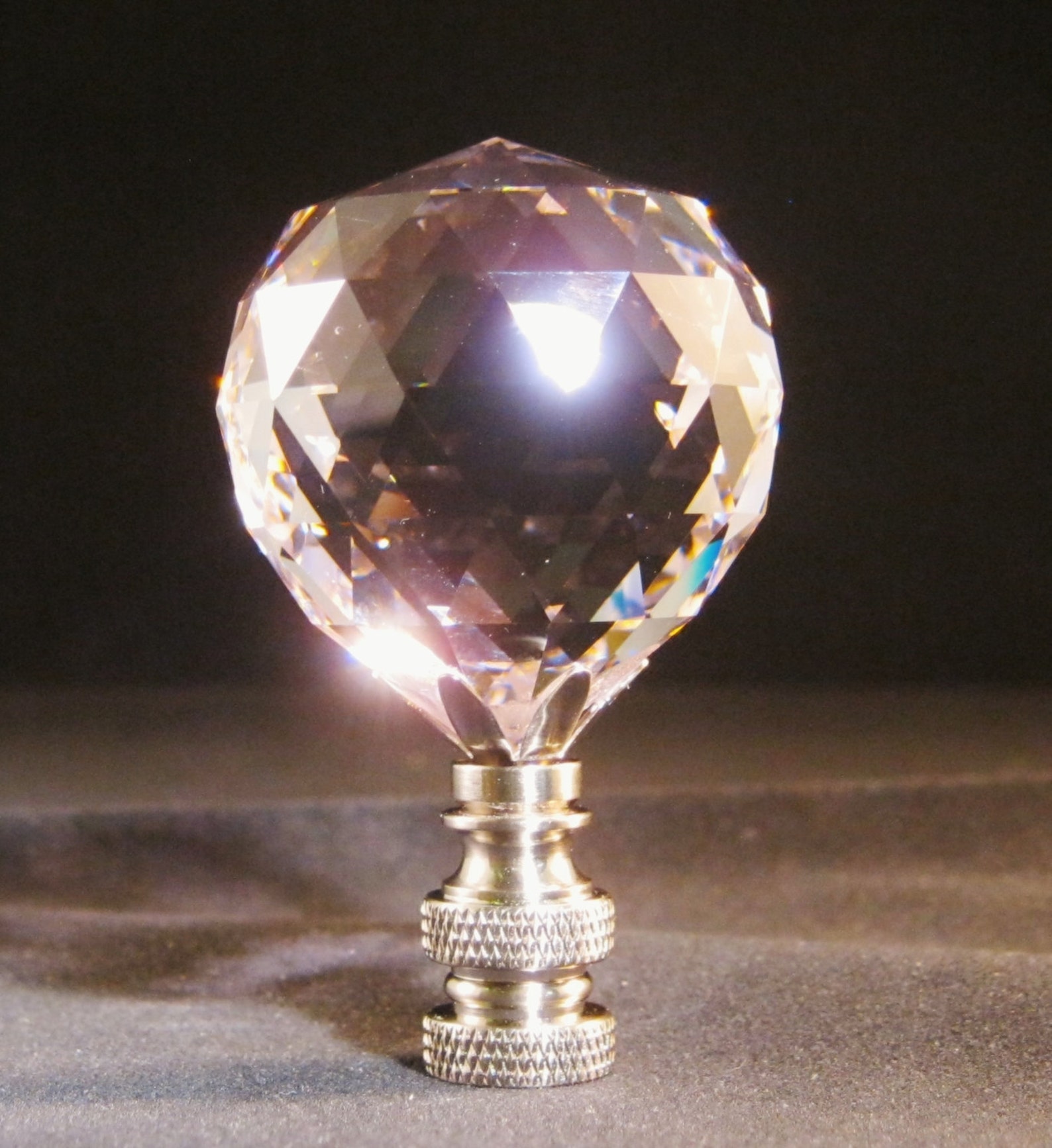 Lamp Finial-stunning Leaded Crystal Lamp Finial**pink**satin Nickel ...