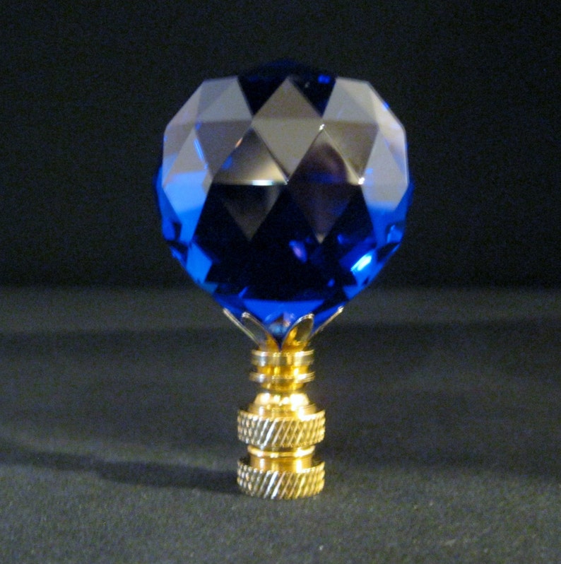 Lamp Finial-stunning Leaded Crystal Lamp Finial-**dark Blue**-brass ...