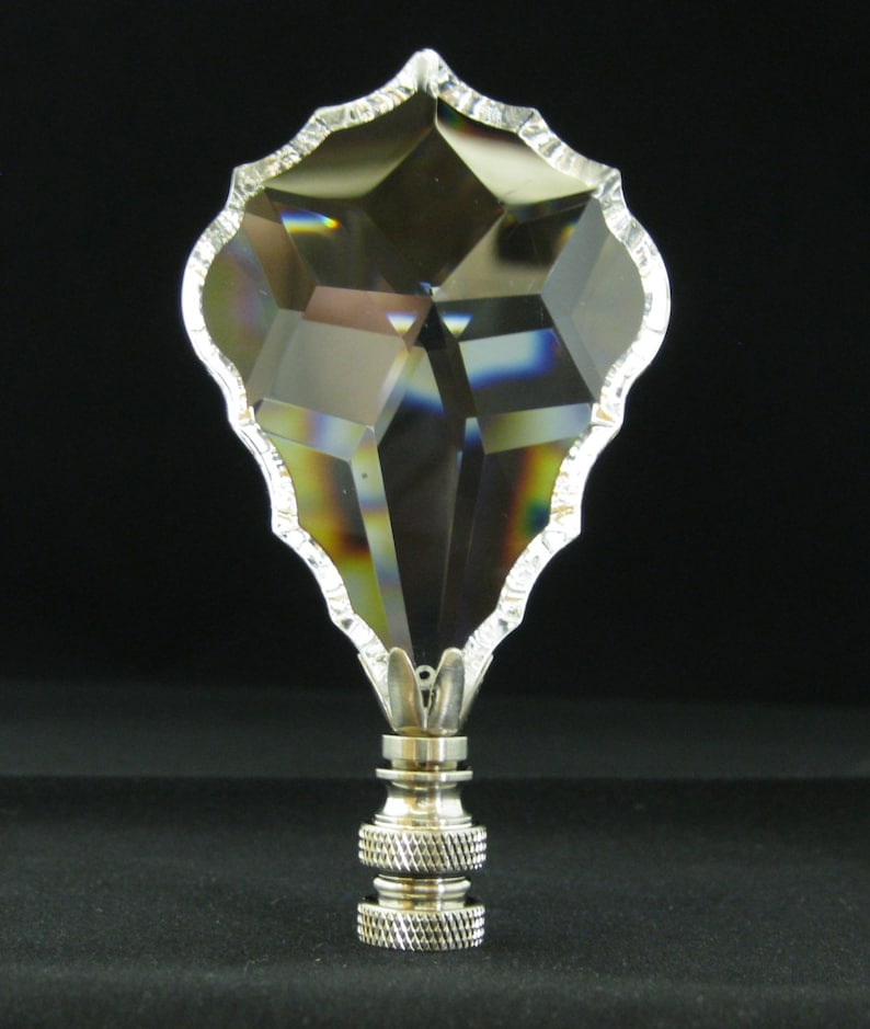 Lamp Finial-large 24% Lead Crystal MAPLE LEAF Lamp Finial**satin Nickel ...