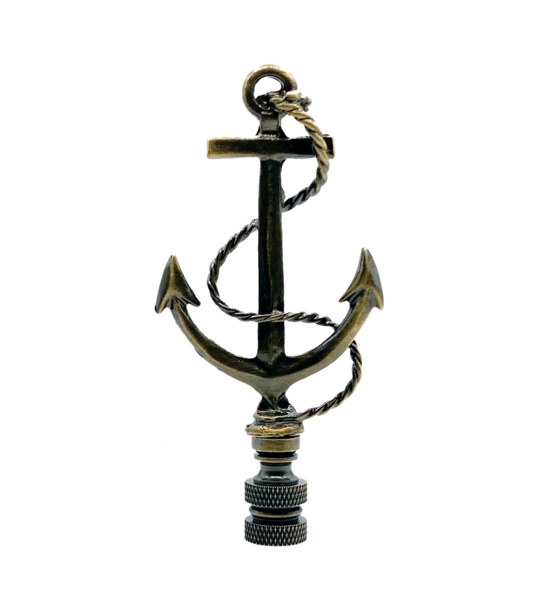ANCHOR&ROPE Nautical Lamp Finial-aged Brass Finish-highly Detailed ...