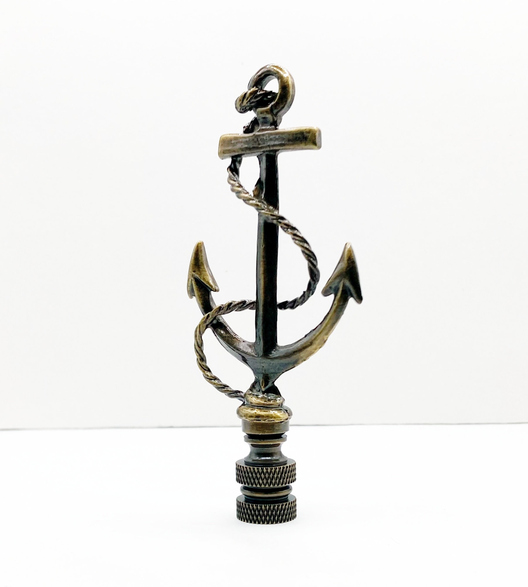 ANCHOR&ROPE Nautical Lamp Finial-aged Brass Finish-highly Detailed ...