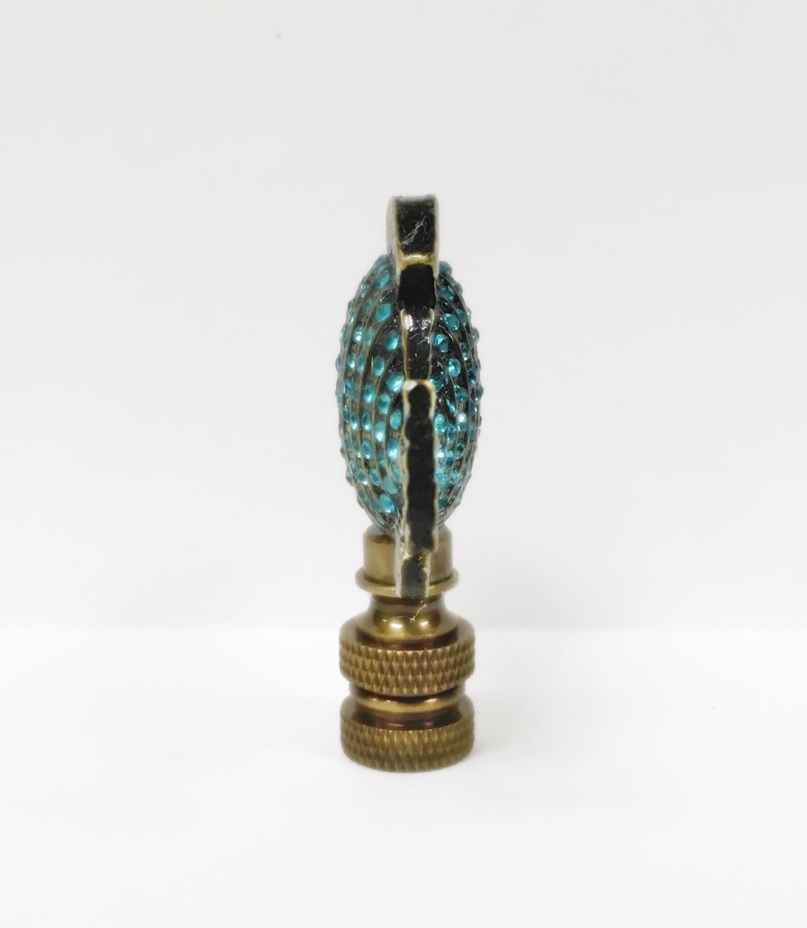 TROPICAL FISH W/AQUA Rhinestones-aged Brass Lamp Finial-highly Detailed ...