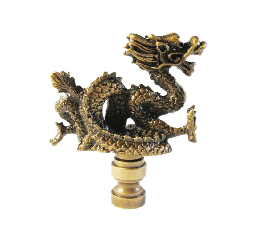 SERPENT/DRAGON Aged Brass Finish Lamp Finial-highly Detailed Cast Metal ...