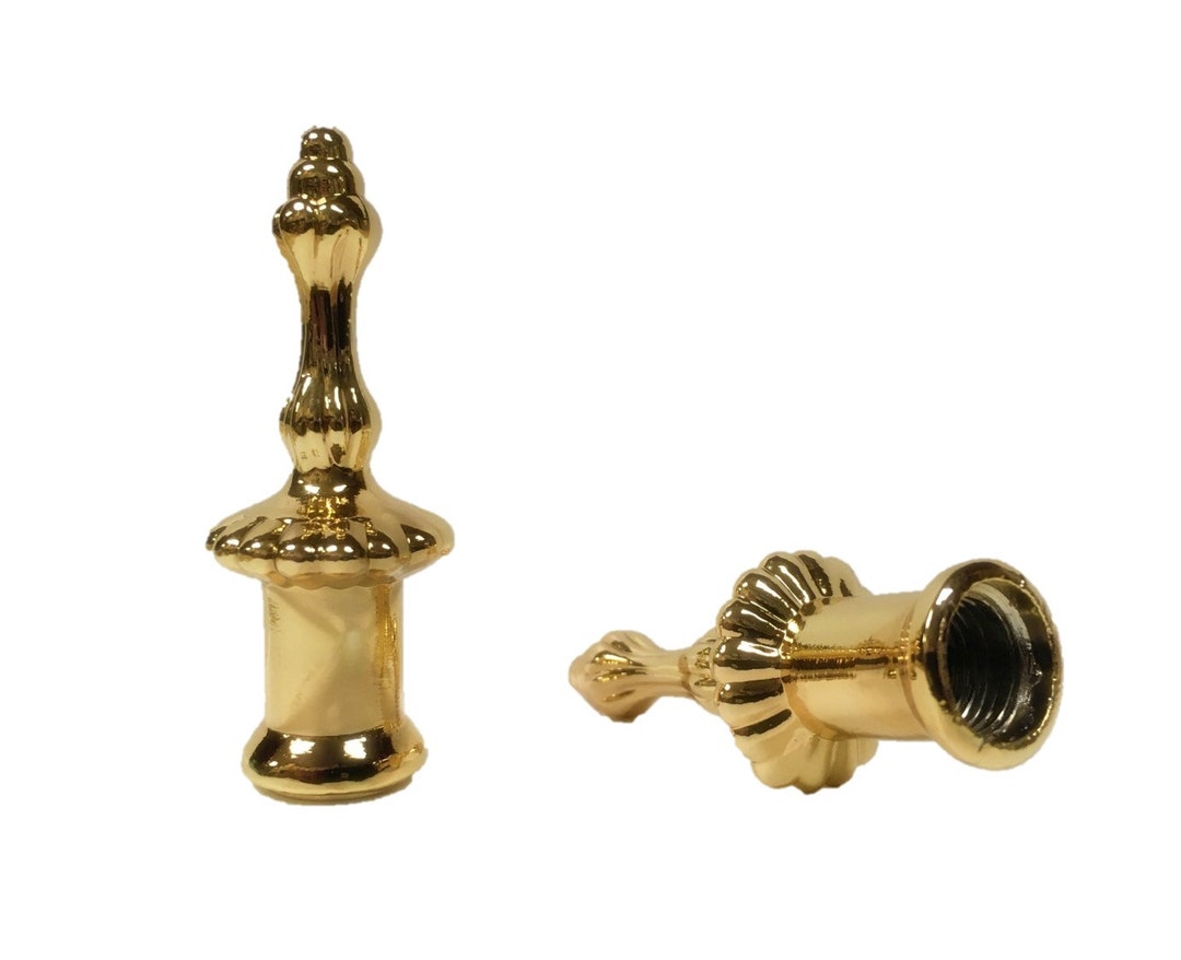 Lamp Finial-pair of 2" Polished Brass Finish PILLAR Finials-dual Thread ...