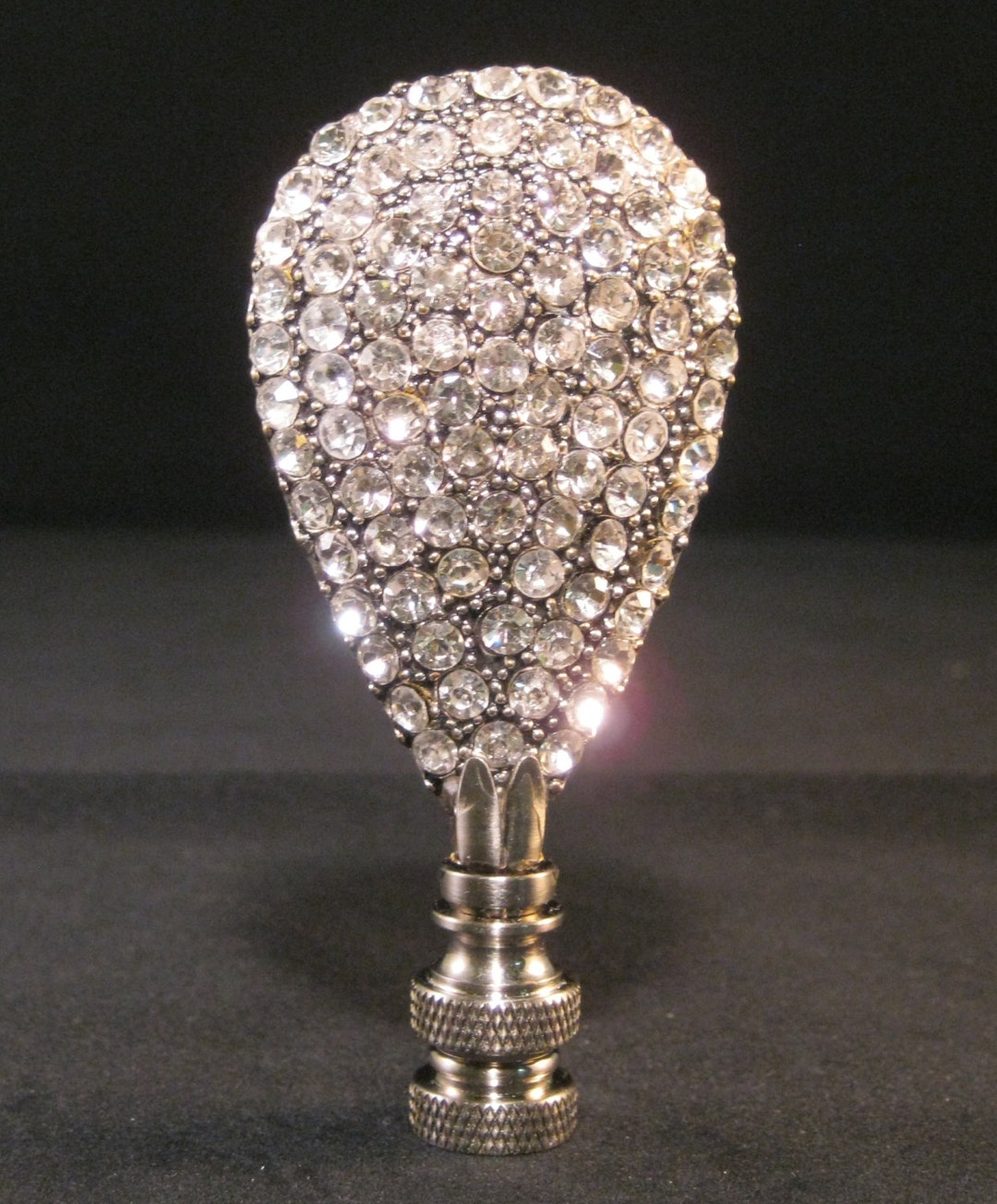 Lamp Finial-antq. Silver Glittering Drop Lamp Finial-satin Nickel Base ...