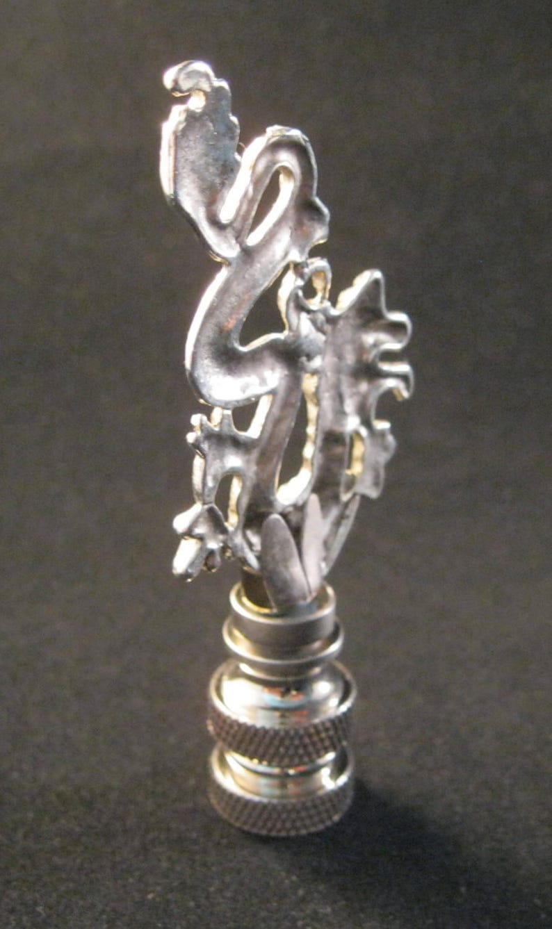 Lamp Finial-antique Silver CHINESE DRAGON Lamp Finial-satin Nickel Base ...