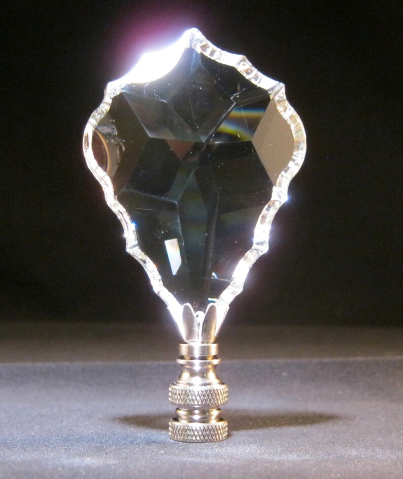 Lamp Finial-large 24% Lead Crystal MAPLE LEAF Lamp Finial**satin Nickel ...