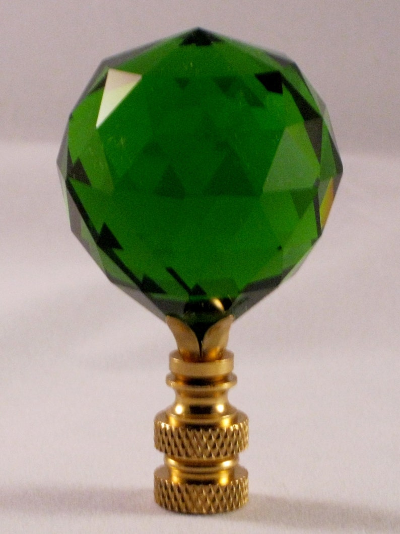 Lamp Finial-stunning Leaded Crystal Lamp Finial-**green**-brass Base - Etsy
