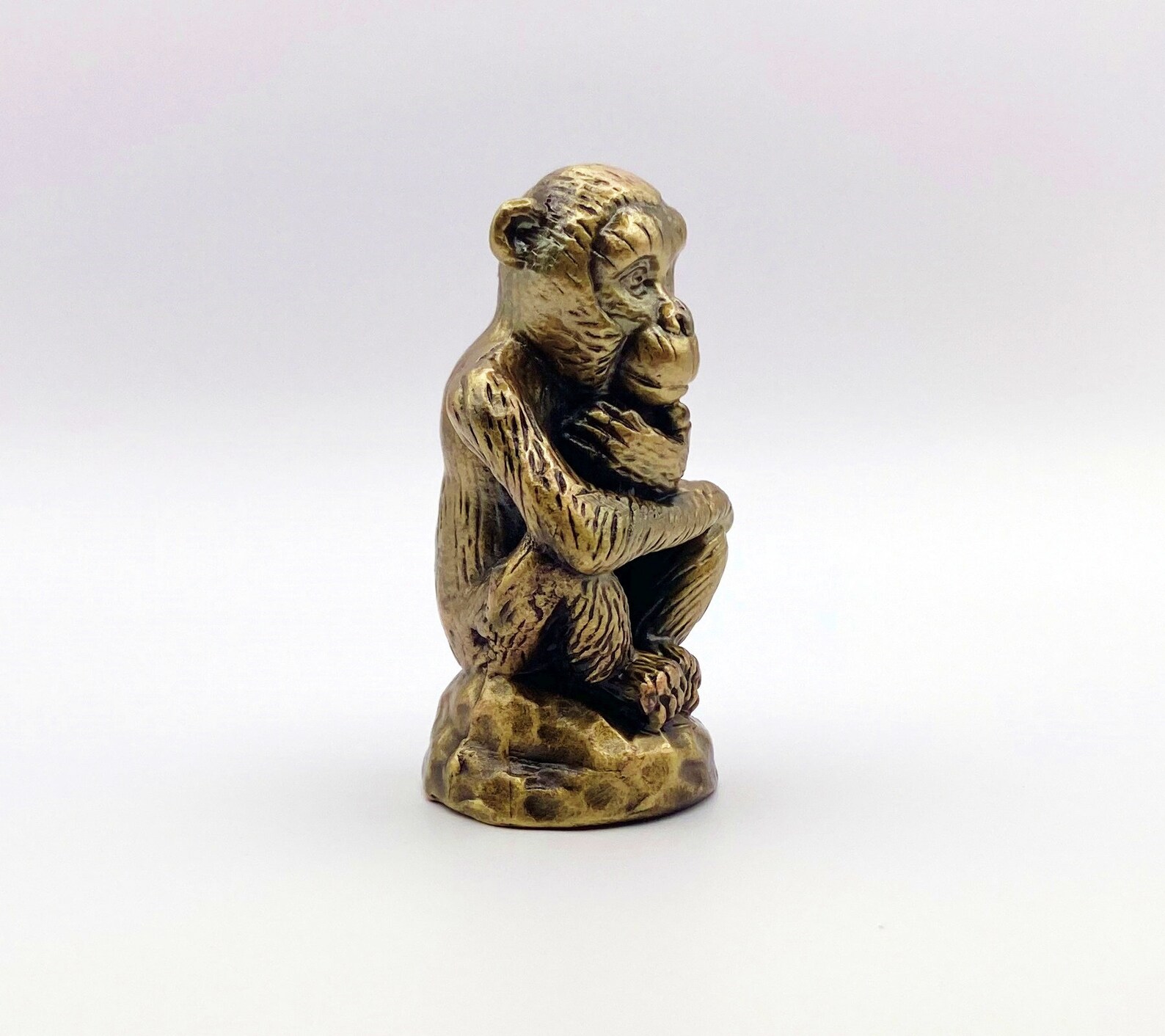 THINKING MONKEY Aged Brass Lamp Finial-highly Detailed Cast Metal - Etsy