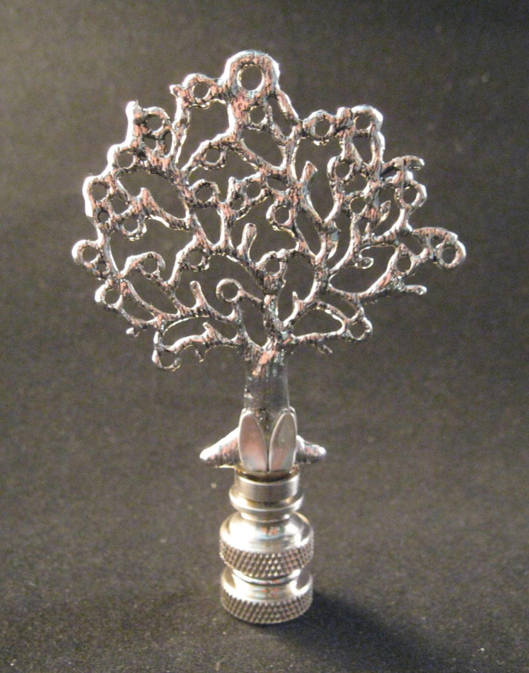 Lamp Finial-antq. SILVER TREE Lamp Finial-satin Nickel Base - Etsy