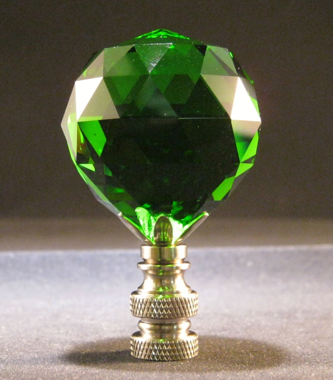 Lamp Finial-stunning Leaded Crystal Lamp Finial-**green**-satin Nickel ...