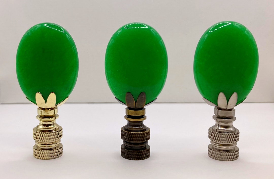 Stone Lamp Finial-green MALAYSIAN JADE Oval With Ab, Pb or Nickel Base ...