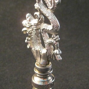 Lamp Finial-antique Silver CHINESE DRAGON Lamp Finial-satin Nickel Base ...