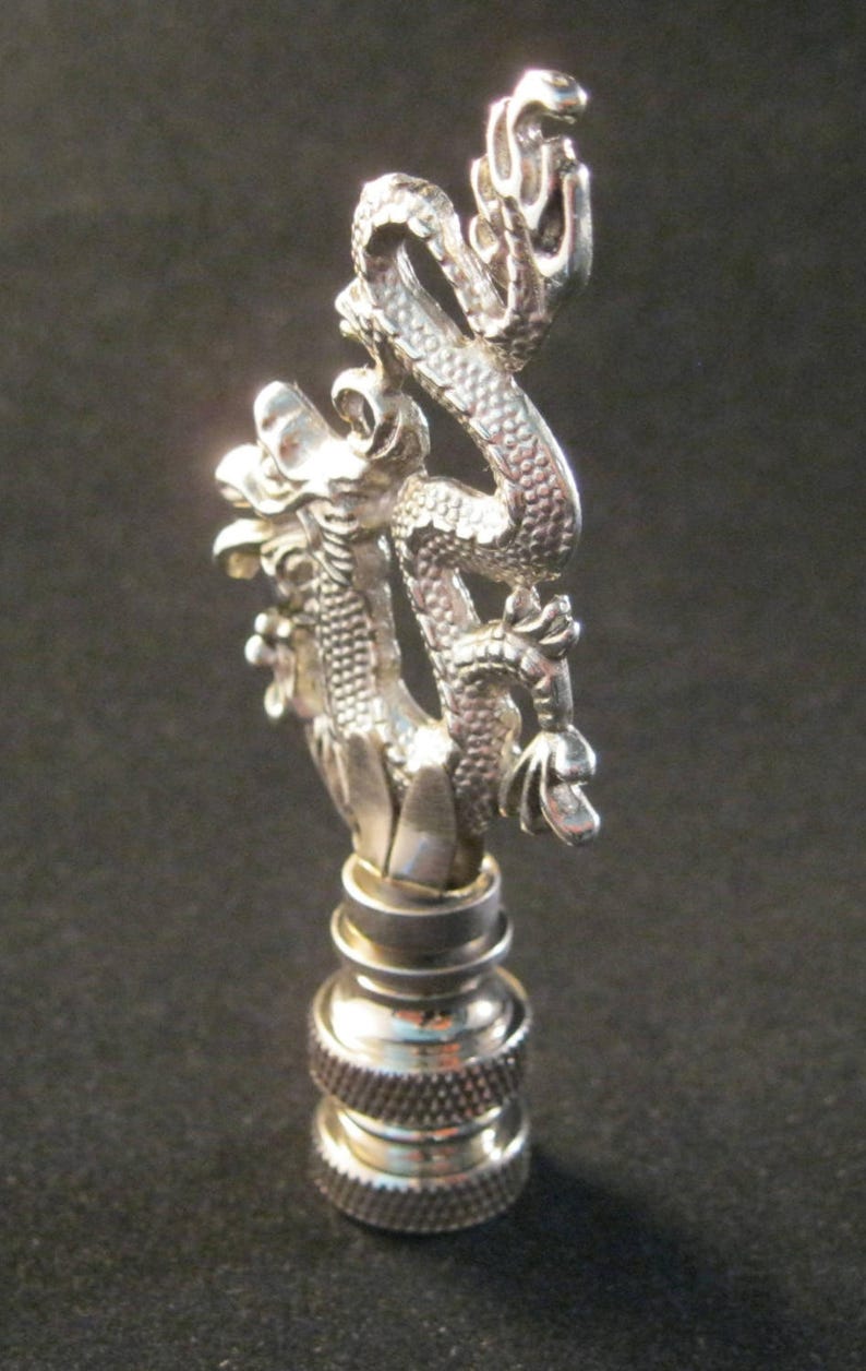 Lamp Finial-antique Silver CHINESE DRAGON Lamp Finial-satin - Etsy