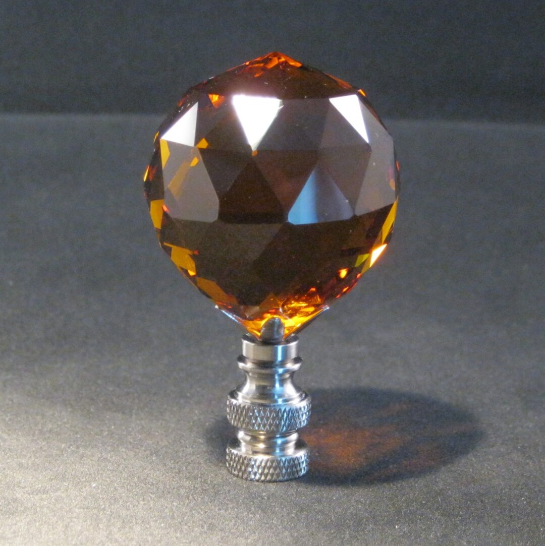 Lamp Finial-stunning Leaded Crystal Lamp Finial**dark Amber**satin ...