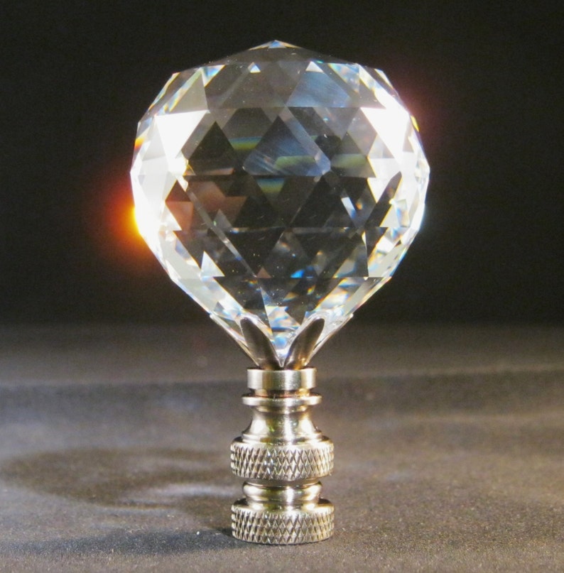 Lamp Finial-faceted Leaded Crystal Ballsatin Nickel Base | Etsy